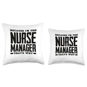 RN Case Manager Gifts for Women & Men Because I'm The Nurse Manager That's Why Throw Pillow, 16x16, Multicolor