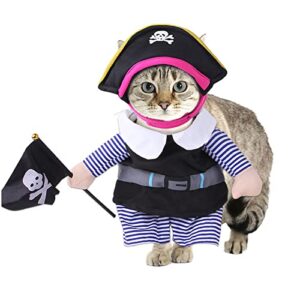 pet dog costume pirates, dog cat halloween caribbean style corsair dressing up cosplay party costume suit halloween party apparel clothing with a hat (l)