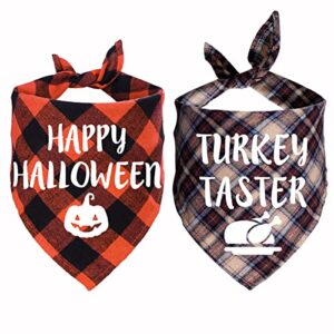 stmk holiday dog bandanas, 2 pack halloween thanksgiving day fall dog bandanas for halloween thanksgiving day fall dog puppy costume decorations