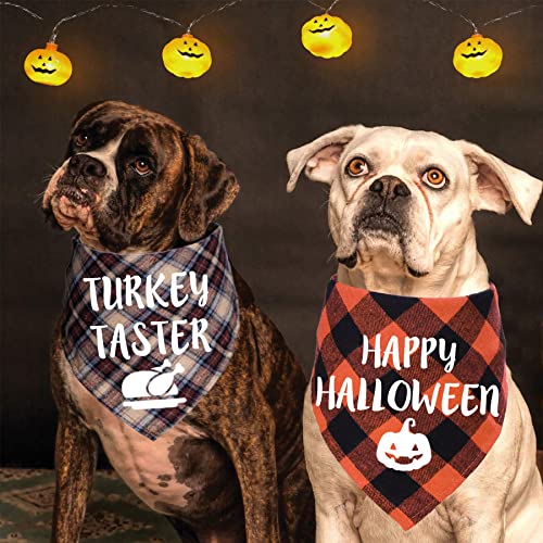 STMK Holiday Dog Bandanas, 2 Pack Halloween Thanksgiving Day Fall Dog Bandanas for Halloween Thanksgiving Day Fall Dog Puppy Costume Decorations