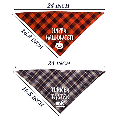 STMK Holiday Dog Bandanas, 2 Pack Halloween Thanksgiving Day Fall Dog Bandanas for Halloween Thanksgiving Day Fall Dog Puppy Costume Decorations