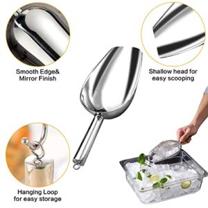 Metal Ice Scoop 3 Oz, Small Stainless Steel Ice scooper for Ice Maker Ice Bucket Kitchen Freezer Bar Party Wedding, Heavy Duty Ice Cube Scooper, Food Scoops, Dishwasher Safe, Silver, BBB-3 OZ