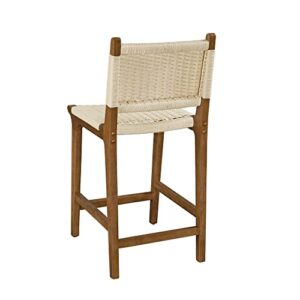 Ball & Cast Kitchen Island Woven Bar Stools Counter Height Wooden Stools 24" Armless Counter Stool, Natural Rope Paper