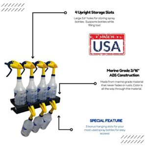 BEHR-ENGR | Spray Bottle Storage Rack | Wall Mountable | Heavy Duty Plastic | For 3.6'' Bottles, Black