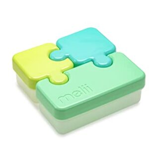 melii Puzzle Bento Box, Lunch and Snack Container for Toddlers and Kids (Blue, Mint & Lime)