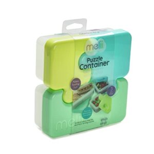 melii Puzzle Bento Box, Lunch and Snack Container for Toddlers and Kids (Blue, Mint & Lime)