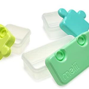 melii Puzzle Bento Box, Lunch and Snack Container for Toddlers and Kids (Blue, Mint & Lime)