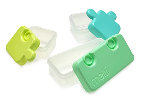 melii Puzzle Bento Box, Lunch and Snack Container for Toddlers and Kids (Blue, Mint & Lime)