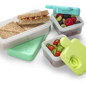 melii Puzzle Bento Box, Lunch and Snack Container for Toddlers and Kids (Blue, Mint & Lime)