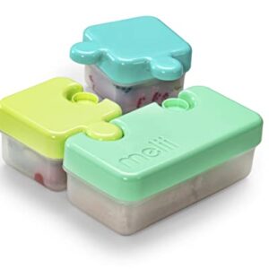 melii Puzzle Bento Box, Lunch and Snack Container for Toddlers and Kids (Blue, Mint & Lime)