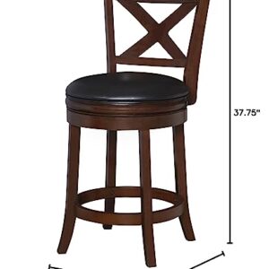 Ball & Cast Upholstered Swivel Counter Height Bar Stools 24 Inch Seat Height Kitchen Stool Chairs, Cappuccino