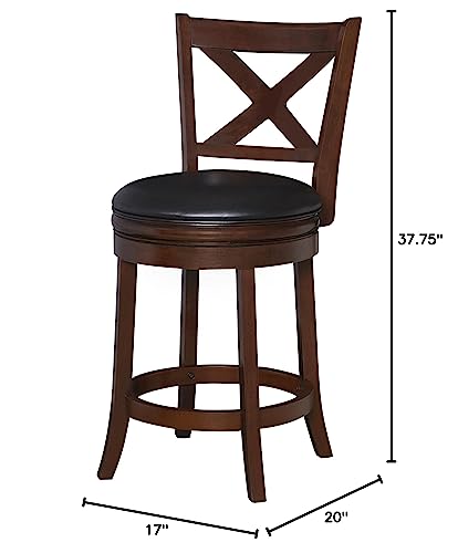 Ball & Cast Upholstered Swivel Counter Height Bar Stools 24 Inch Seat Height Kitchen Stool Chairs, Cappuccino