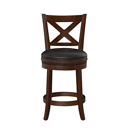 Ball & Cast Upholstered Swivel Counter Height Bar Stools 24 Inch Seat Height Kitchen Stool Chairs, Cappuccino