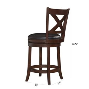 Ball & Cast Upholstered Swivel Counter Height Bar Stools 24 Inch Seat Height Kitchen Stool Chairs, Cappuccino