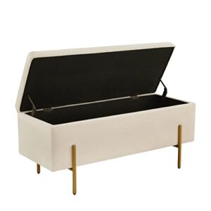 ball & cast storage ottoman benches, 42", gold & cream