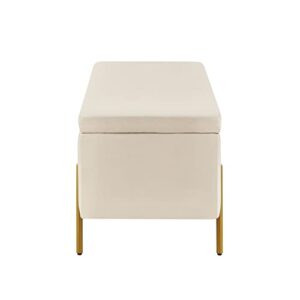 Ball & Cast Storage Ottoman Benches, 42", Gold & Cream