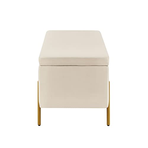 Ball & Cast Storage Ottoman Benches, 42", Gold & Cream