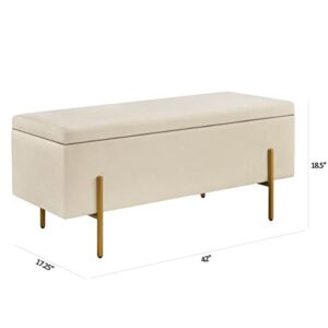 Ball & Cast Storage Ottoman Benches, 42", Gold & Cream