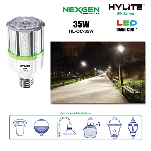 HyLite LED Lighting 35W High Performance LED Omni-Cob Lamp, 360º, (~175W HID), 50K, 4800 lm, 120~347V for Commercial Industrial Lighting Warehouse High Bay Light Fixture Garage Workshop, White