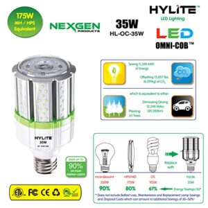 HyLite LED Lighting 35W High Performance LED Omni-Cob Lamp, 360º, (~175W HID), 50K, 4800 lm, 120~347V for Commercial Industrial Lighting Warehouse High Bay Light Fixture Garage Workshop, White