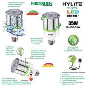 HyLite LED Lighting 35W High Performance LED Omni-Cob Lamp, 360º, (~175W HID), 50K, 4800 lm, 120~347V for Commercial Industrial Lighting Warehouse High Bay Light Fixture Garage Workshop, White