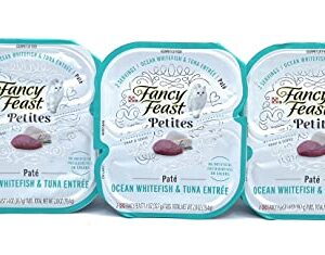 Fancy Feast Petites Cat Food Ocean Whitefish Flavor Bundle Includes (3) Each: Ocean Whitefish & Tuna Pate (2.8 oz), Ocean Whitefish with Tomato in Gravy(2.8 oz) & Catnip Toy