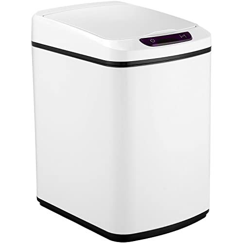 Hanover White 9-Liter / 2.3-Gallon Trash Can with Sensor Lid