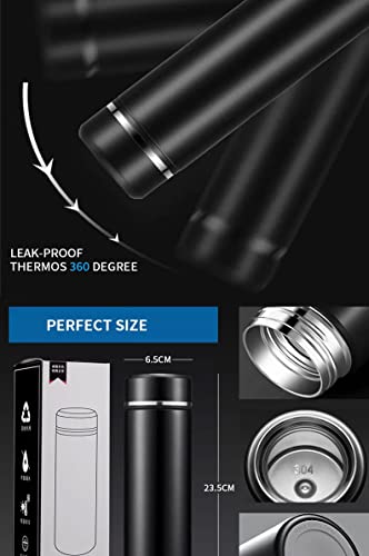 500ml Thermos Stainless Steel Double Wall Vacuum Flask Smart Water Bottle with LED Screen for Temp (White)