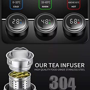 500ml Thermos Stainless Steel Double Wall Vacuum Flask Smart Water Bottle with LED Screen for Temp (White)