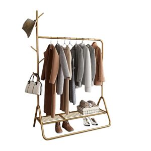 HKaikzo Gold Clothes Rack, Clothing Rack for Hanging Clothes, Boutique Garment Rack with Detachable Storage Shelves and Hat Hooks, for Bedroom Cloakroom (47.3" L)