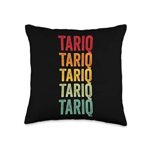 team tariq rainbow repetition of tariq name text throw pillow, 16x16, multicolor