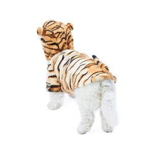 Halloween Dog Hoodie, Tiger Plush Costume Cosplay Accessories Dog Halloween Outfits for Small Medium Dogs Clothes Brown S