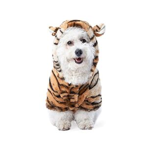 Halloween Dog Hoodie, Tiger Plush Costume Cosplay Accessories Dog Halloween Outfits for Small Medium Dogs Clothes Brown S