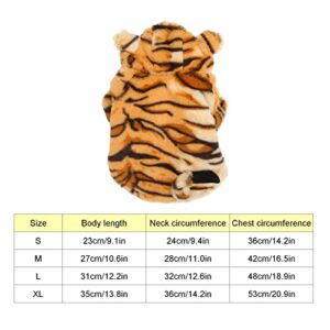 Halloween Dog Hoodie, Tiger Plush Costume Cosplay Accessories Dog Halloween Outfits for Small Medium Dogs Clothes Brown S