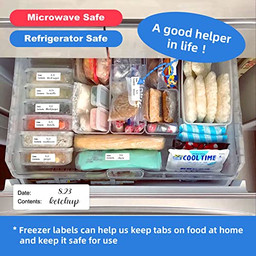 Printholic 500 Pcs 1" x 3" Freezer Refrigerator Food Labels, Removable Adhesive, Water Oil Resistant, No Residue Food Storage Containers Labels Perfect for Monitoring Your Food in Kitchen