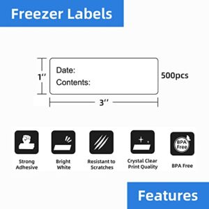 Printholic 500 Pcs 1" x 3" Freezer Refrigerator Food Labels, Removable Adhesive, Water Oil Resistant, No Residue Food Storage Containers Labels Perfect for Monitoring Your Food in Kitchen