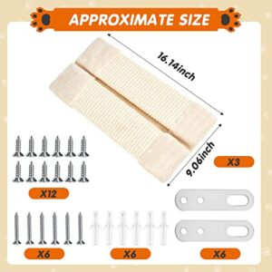 3 Pack Corner Pet Scratch Pad Mounted Corner Wall Cat Scratcher Hanging Sisal Cat Scratch Pad Vertical Anti Scratching Cat Wall Protector with Wall Fixings for Door Couch, 16 x 9 Inches