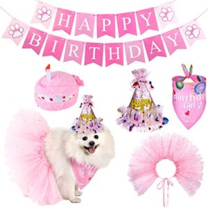 5 pack dog birthday party supplies pink dog birthday set included dog hat bandana happy birthday banner dog tutu and birthday cake dog party decorations for small medium large dog pet