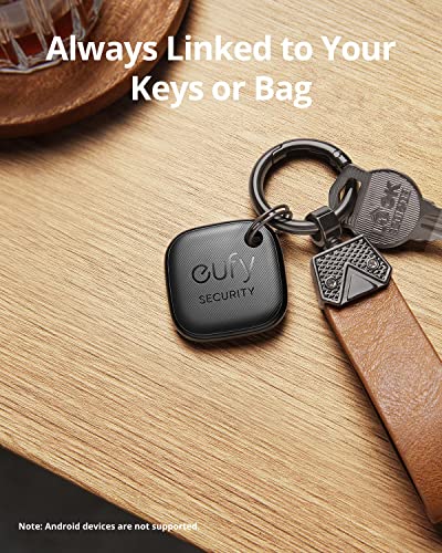 eufy Security by Anker SmartTrack Link (Black, 1-Pack), Android not Supported, Works with Apple Find My (iOS only), Key Finder, Bluetooth Tracker for Earbuds and Luggage, Phone Finder, Water Resistant