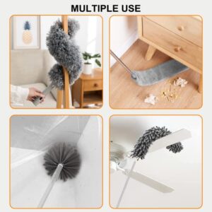 SetSail Dusters for Cleaning, 93 inches Thick Aluminum Duster with Extension Pole, With Washable Microfiber Duster, Cobweb Duster, Ceiling Fan Duster, Flat Gap Cleaning Duster for Household Cleaning