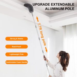 SetSail Dusters for Cleaning, 93 inches Thick Aluminum Duster with Extension Pole, With Washable Microfiber Duster, Cobweb Duster, Ceiling Fan Duster, Flat Gap Cleaning Duster for Household Cleaning