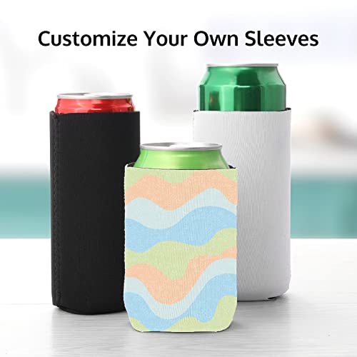 Blank Beer Can Coolers (60-Pack) Plain Bulk Collapsible Soft Insulated Blanks for Soda, Personalized Sublimation Sleeves for Weddings, Bachelorette Parties, HTV Projects (Black&White)