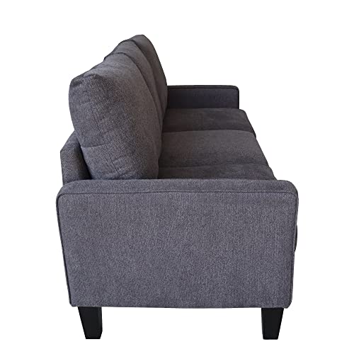 Harper & Bright Designs Modern Upholstered 3-seat Sofa Couch with with Storage Box, Metal Frame and Solid Wood Legs for Living Room Bedroom Office (3 Seat, Dark Grey)