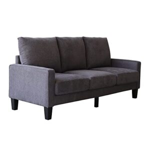 Harper & Bright Designs Modern Upholstered 3-seat Sofa Couch with with Storage Box, Metal Frame and Solid Wood Legs for Living Room Bedroom Office (3 Seat, Dark Grey)