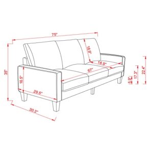 Harper & Bright Designs Modern Upholstered 3-seat Sofa Couch with with Storage Box, Metal Frame and Solid Wood Legs for Living Room Bedroom Office (3 Seat, Dark Grey)