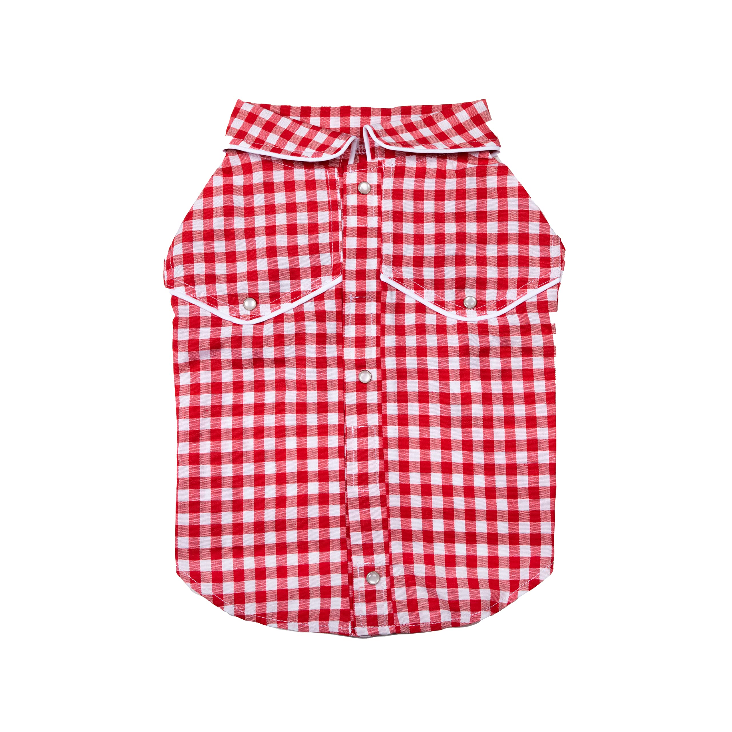 Doggy Parton Red Gingham Western Collared Shirt for Pets - XS