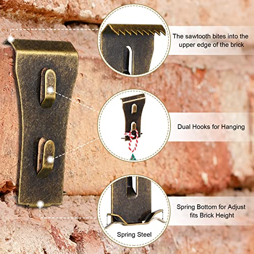 LEIFIDE 50 Pcs Brick Wall Hook Clips for Hanging Outdoors Brick Hanger Wall Clips Steel Wreaths Pictures Hanger Fits Brick 2-1/8 to 2-1/3 for Hanging Lights No Drill and Nails Needed