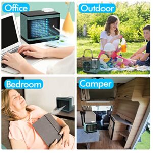 Portable Air Conditioner Fan, HITNEXT Personal Evaporative Air Cooler USB Arctic Fresh Air Fan with Humidifier, 3 Speeds & 7 Colors Lights for Bedroom, Office, Car, Living Room, Desk