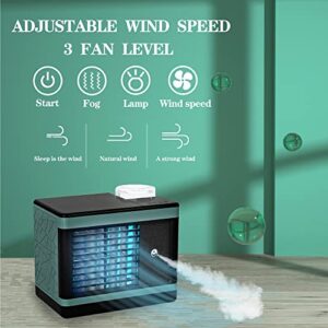 Portable Air Conditioner Fan, HITNEXT Personal Evaporative Air Cooler USB Arctic Fresh Air Fan with Humidifier, 3 Speeds & 7 Colors Lights for Bedroom, Office, Car, Living Room, Desk