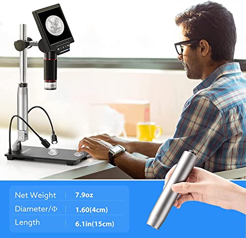 TOMLOV Digital Microscope Extension Tube ET02,See Entire Coin,6 inch Extender Pole for TOMLOV DM201 DM202 DM10 DM9 DM4 DM401 DM402 Elikliv LCD Microscope,Aluminium Center Column Extension Rod Bar